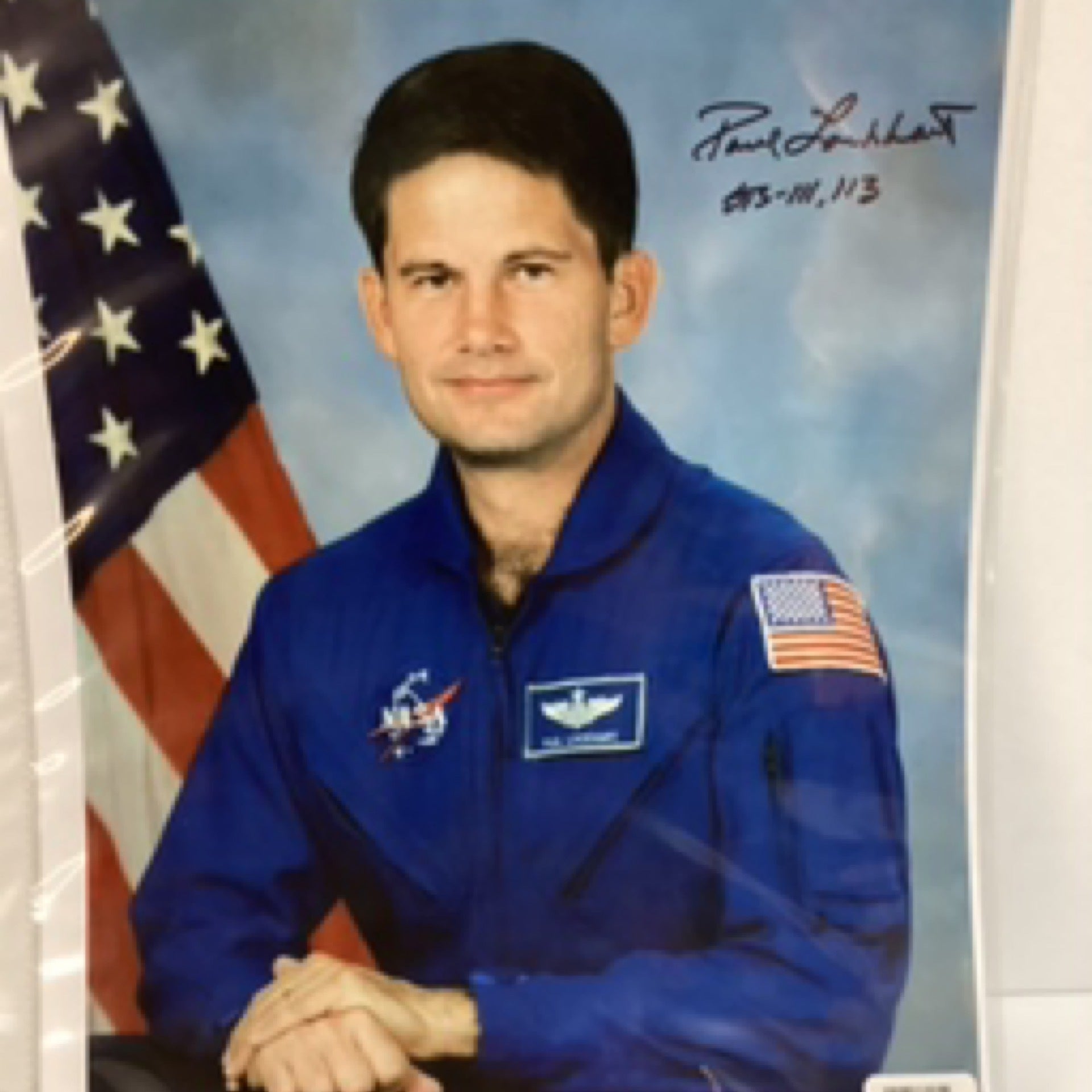 Signed Print: Paul Lockhart, STS-111, 1138x10, Blue Suit, Flag | Tulsa ...